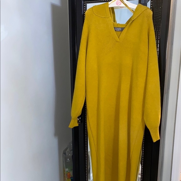 Primark | Dresses | Primark Mustard Yellow Knit Hooded Sweater Dress ...
